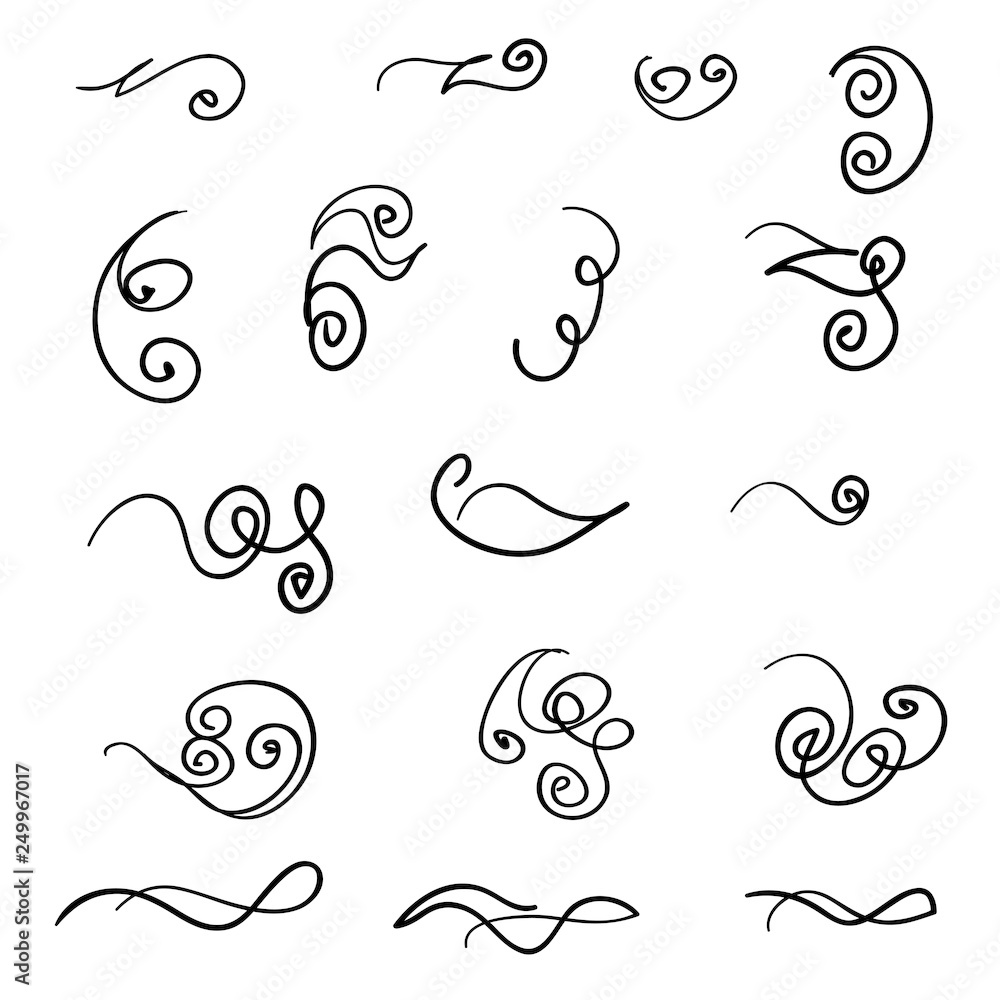 Swirls and curves in doodle style used for Underlines, borders ...
