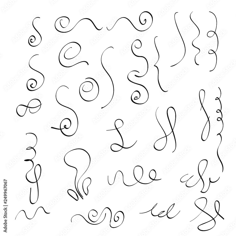 Swirls and curves in doodle style used for Underlines, borders ...
