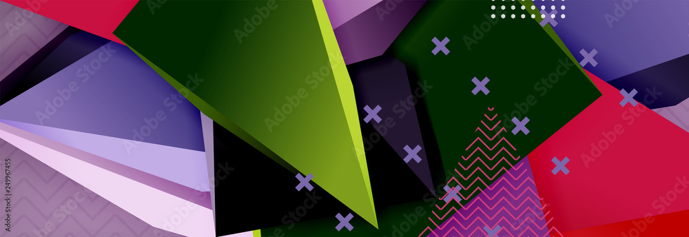 3d triangular shapes geometric background. Origami style pattern with ...