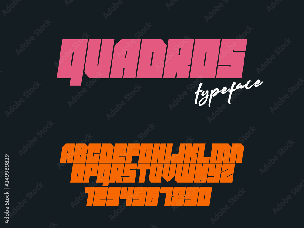 Vector square block font. Latin alphabet letters and numbers Stock ...