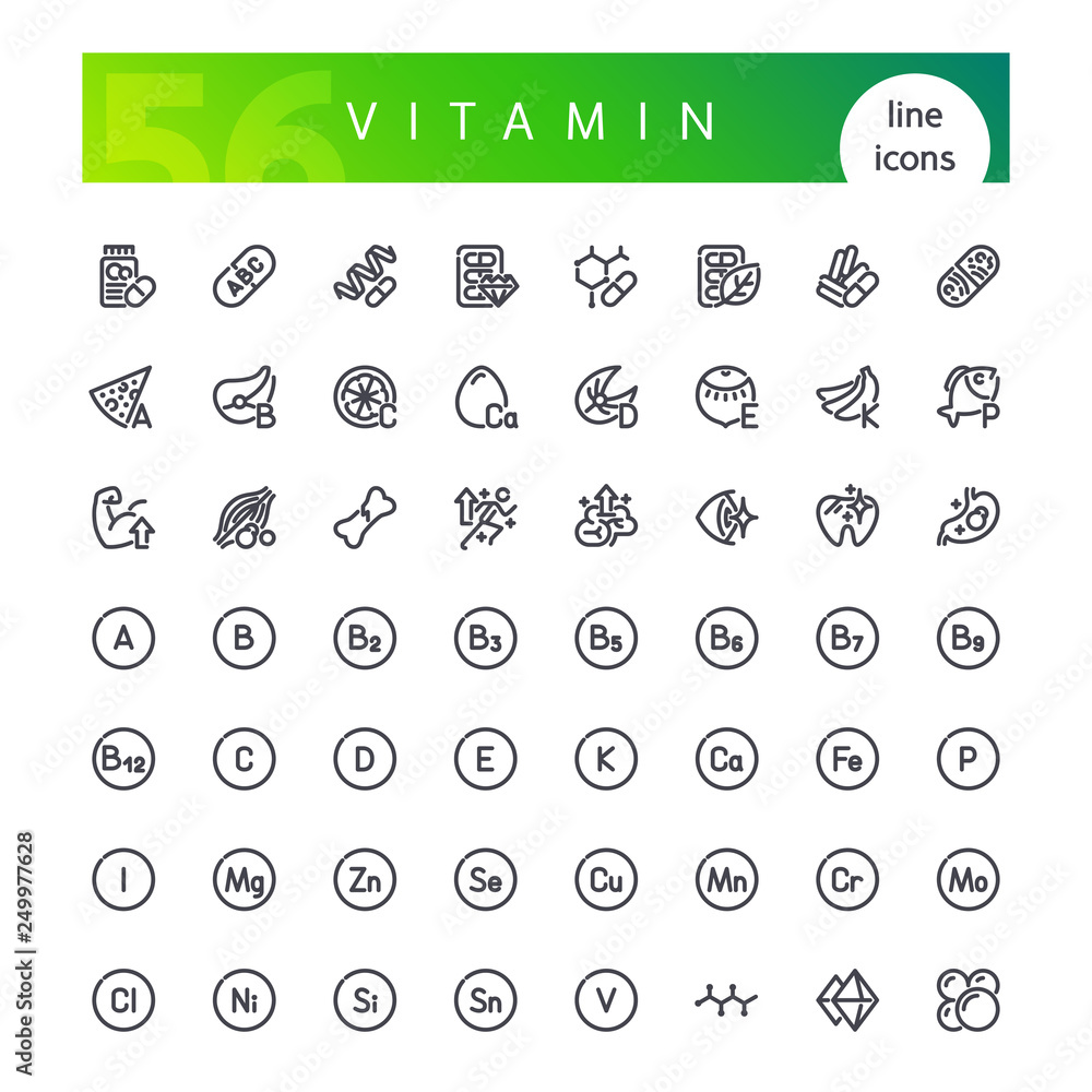 Set of 56 vitamins, minerals, amino acids and other dietary supplement ...
