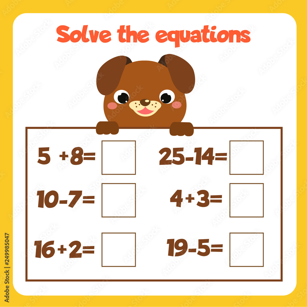 Math educational game for children. Solve equations. Counting addition ...