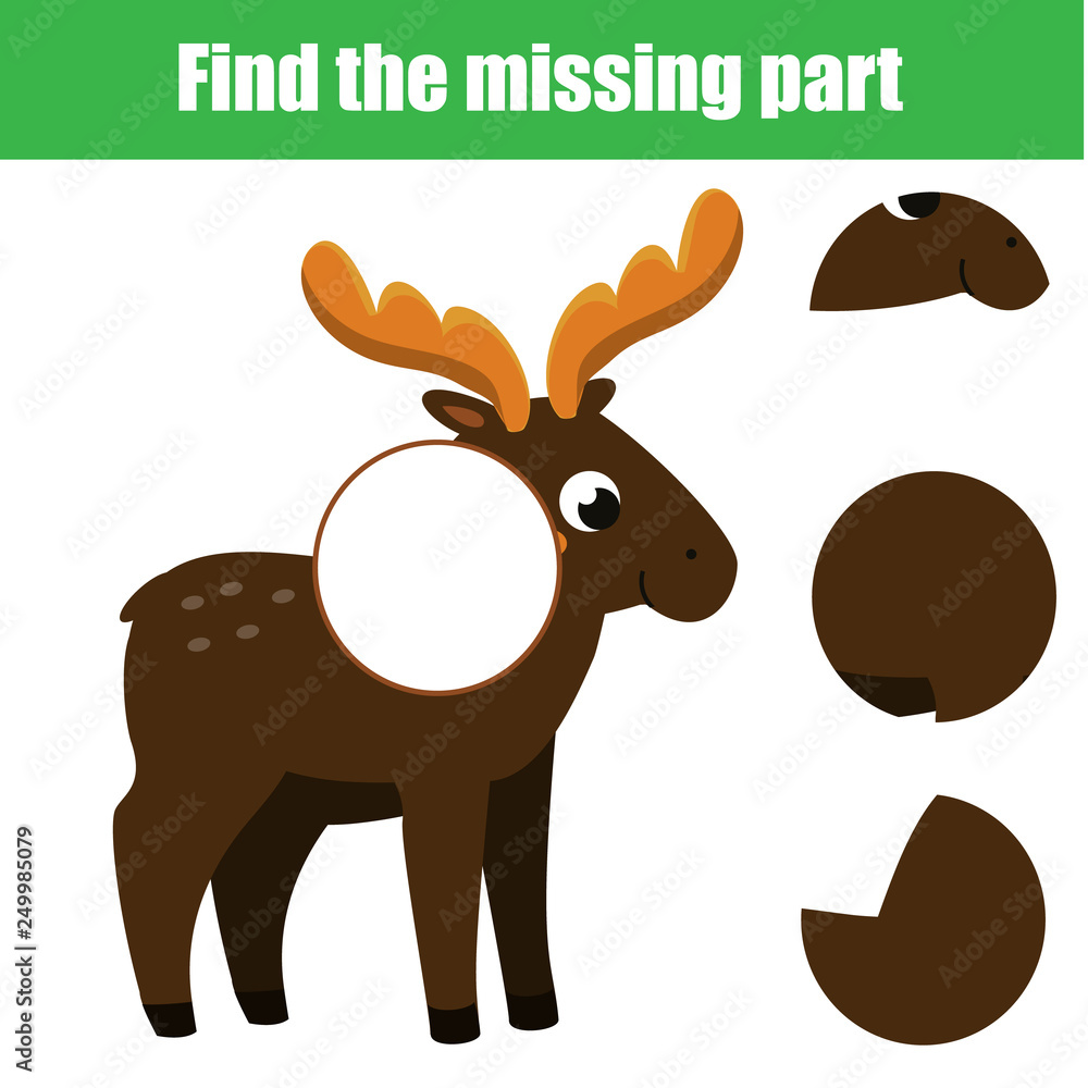 Puzzle for toddlers. Find the missing part of picture. Educational ...