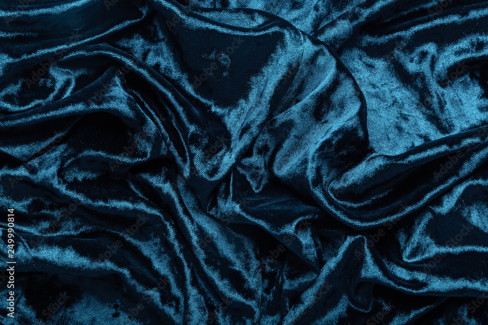 Blue velvet fabric Stock Photo | Adobe Stock