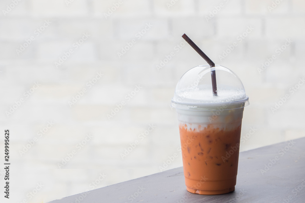 Milk bubble tea in plastic glass.bubble milk tea.Black pearl milk tea ...