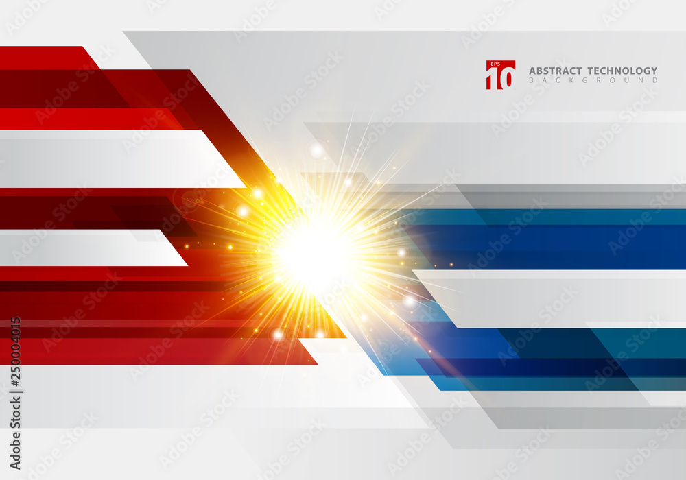 Abstract technology geometric red and blue color shiny motion ...