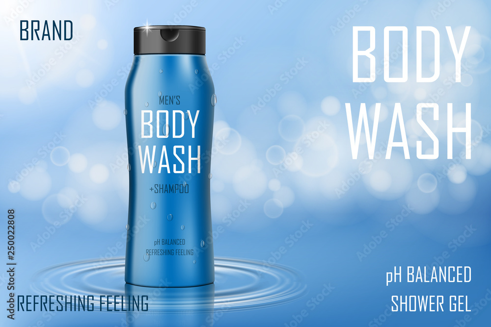 Moisture cooling body wash gel ad. Realistic body wash or shampoo ...