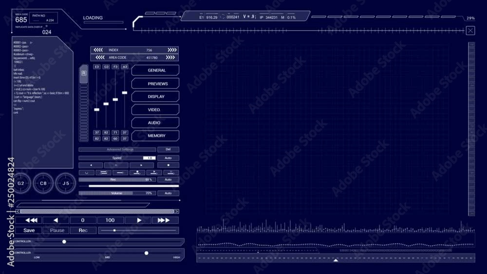 Video Stock User Interface HUD template.Looping Futuristic ...