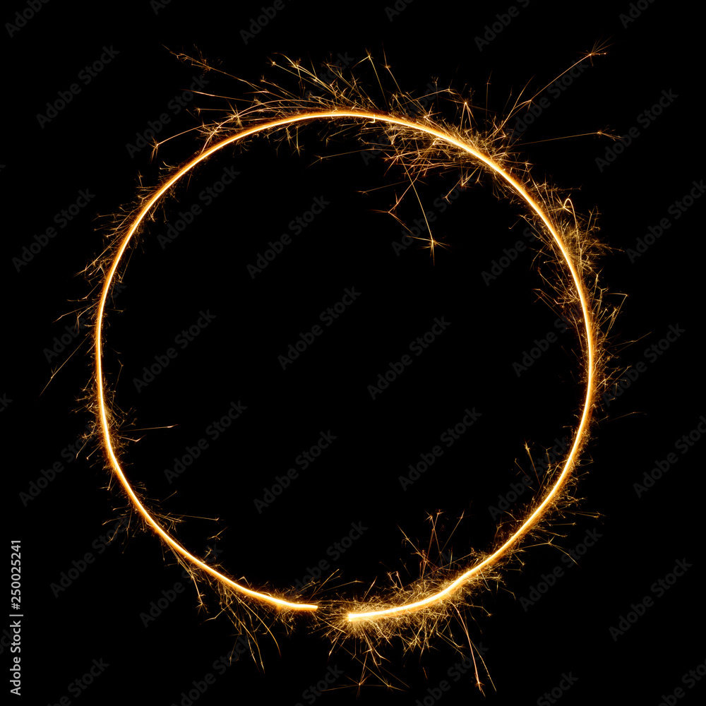 Sparkler circle shape frame. Burning bengal fire round letter o number ...