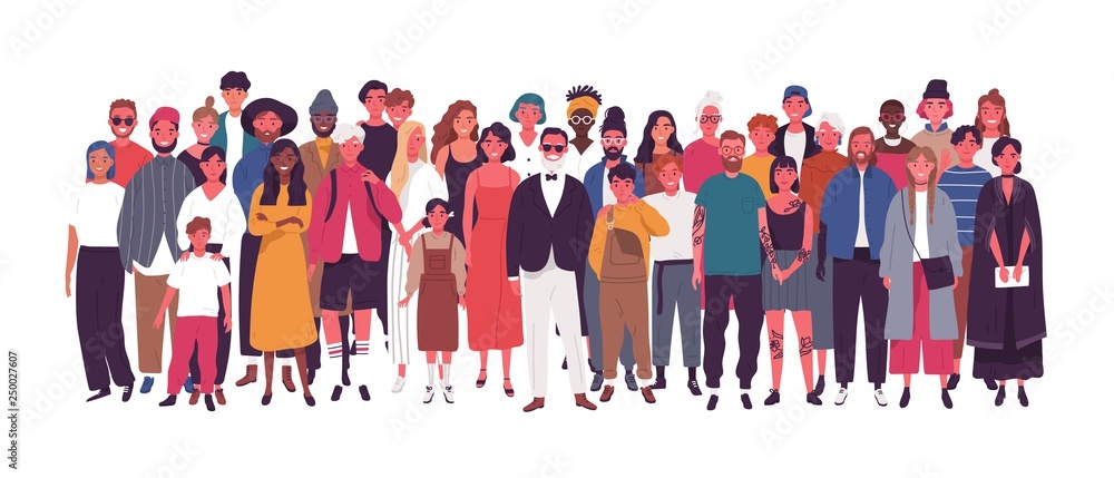 Diverse multiethnic or multinational group of people isolated on white ...