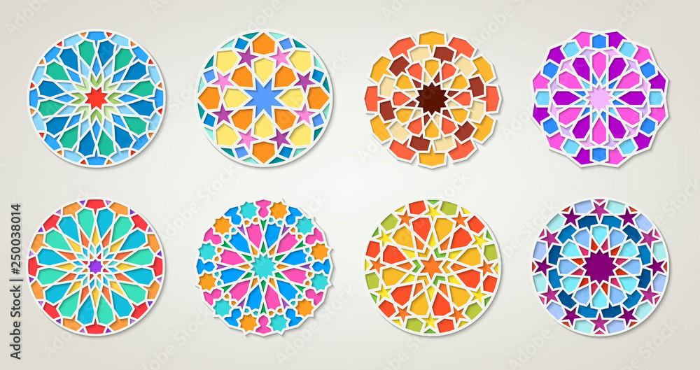 Set of Colorful Arabic Patterns Stock Vector | Adobe Stock