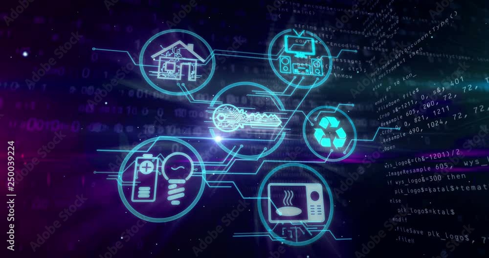 IOT Internet of things with devices symbols on digital background ...