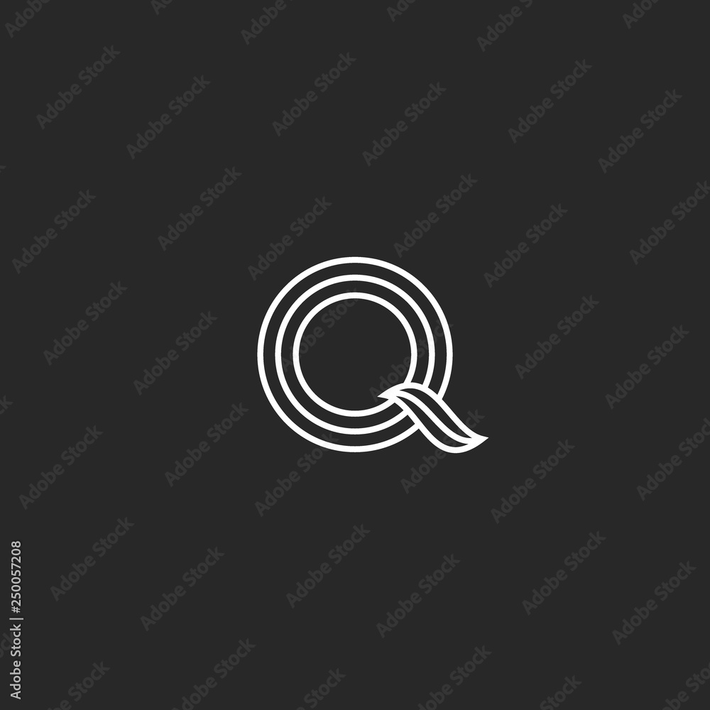Lines thin design logo Q letter monogram. Feminine script symbol ...