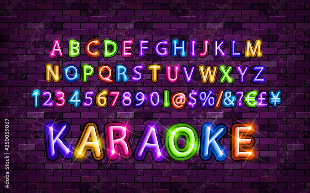 Color neon font set. Stock Vector | Adobe Stock