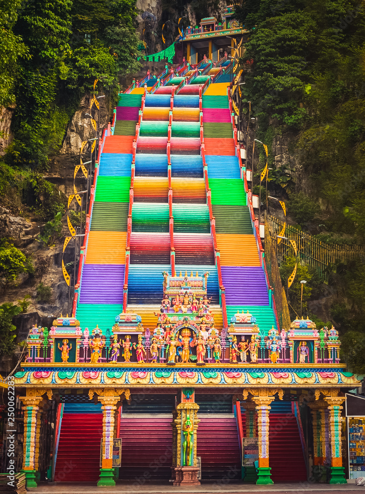 Colorful stairs of Batu caves. Malaysia Stock Photo | Adobe Stock