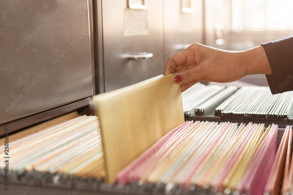 Important documents in files placed in the filing cabinet Stock Photo ...