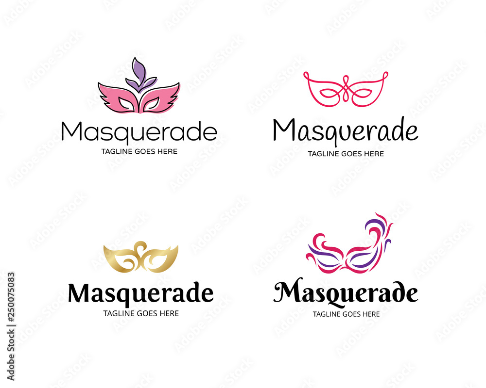 Vector Masquerade Logo Design Set Stock Vector | Adobe Stock
