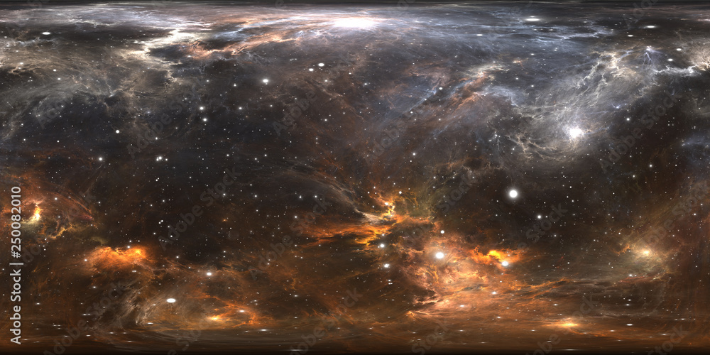 Space background with nebula and stars. Panorama, environment 360 HDRI ...