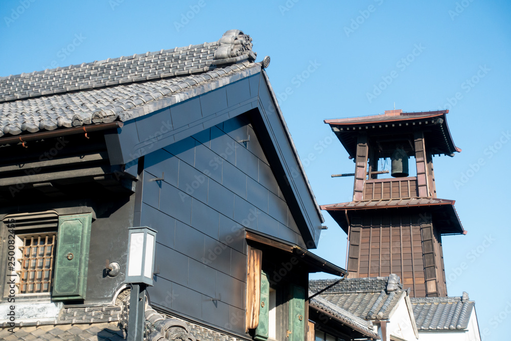 The “Bell of Time” clock tower in “Little Edo” Kawagoe, famous tourist ...