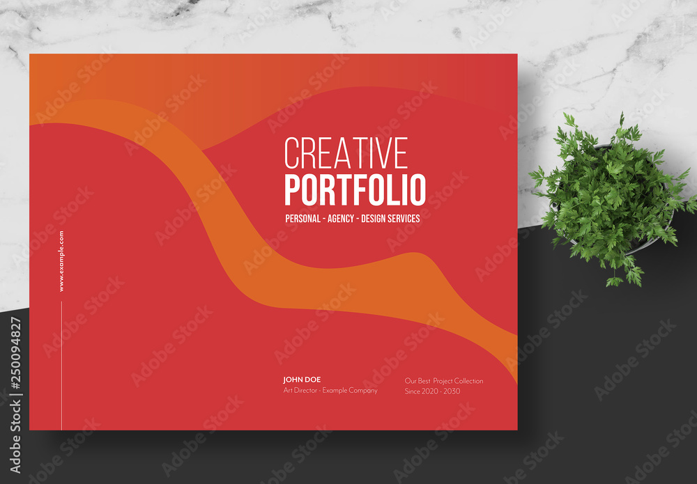 Creative Portfolio Layout with Red Accents Stock Template | Adobe Stock