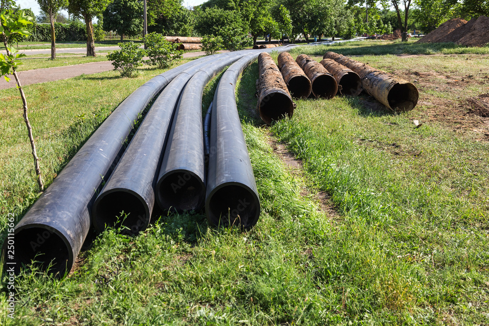 Replacement of old rusted broken metal water pipes with modern plastic ...