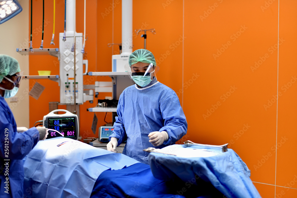 Medical Team Performing Surgical Operation in Modern Operating Room ...