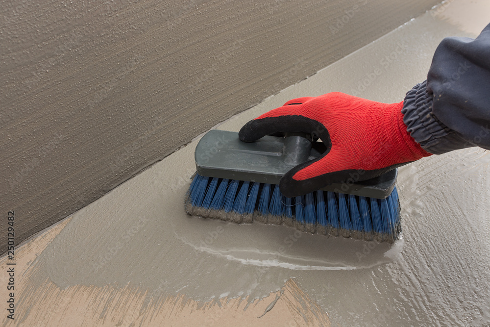 final application of the first waterproofing layer Stock Photo | Adobe ...