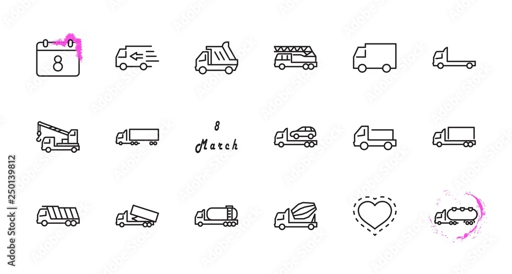 Truck Set of Transport Vector Line Icons. Contains such Icons as Truck ...