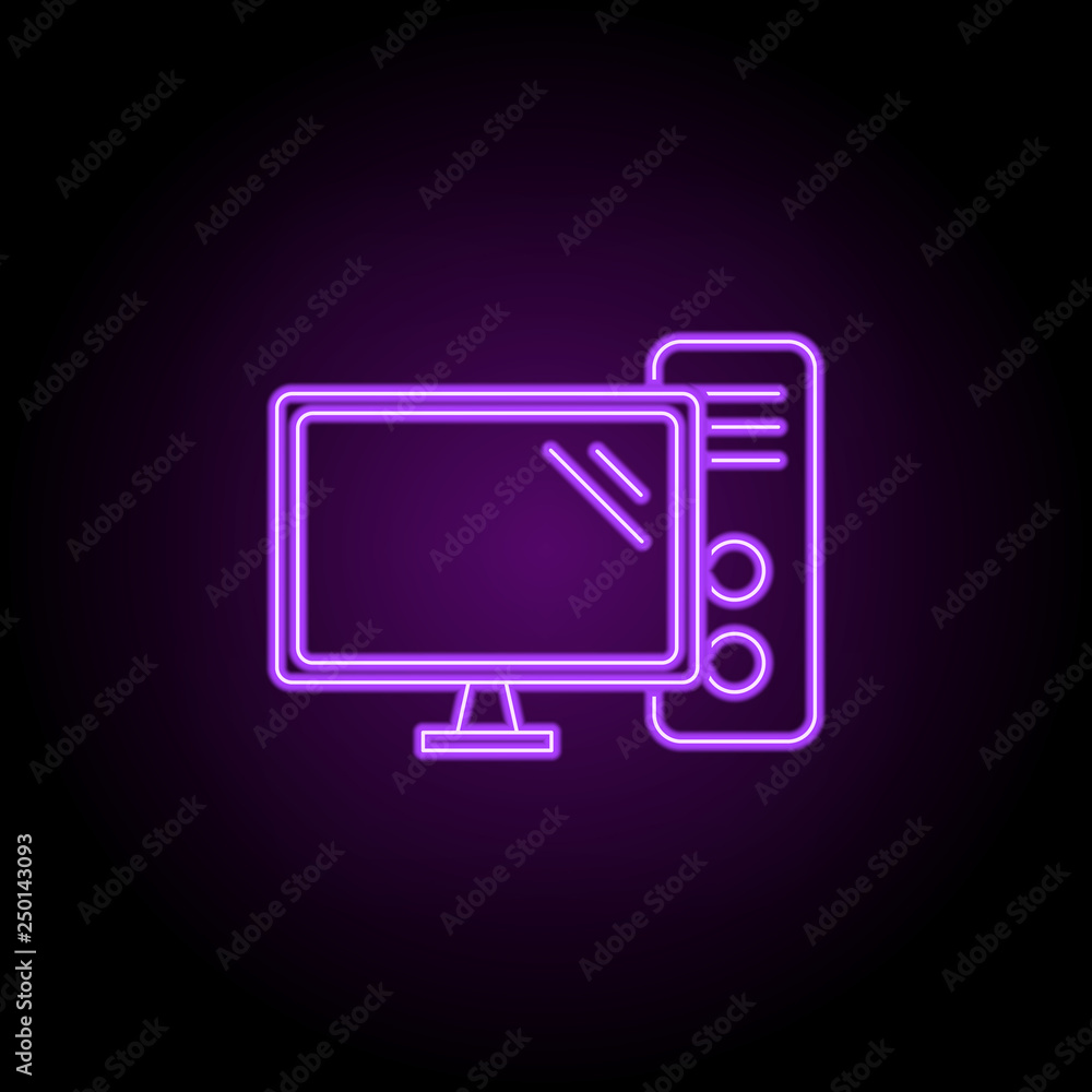 pc outline icon. Elements of Security in neon style icons. Simple icon ...