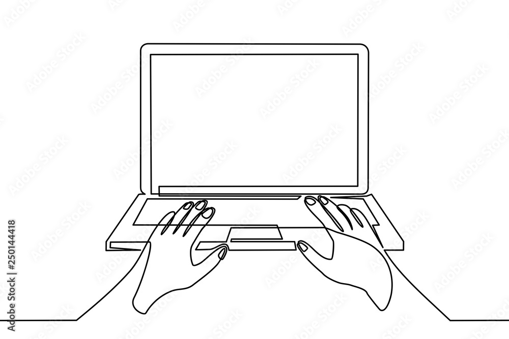 continuous line drawing of someone operating a computer - Vector Stock ...