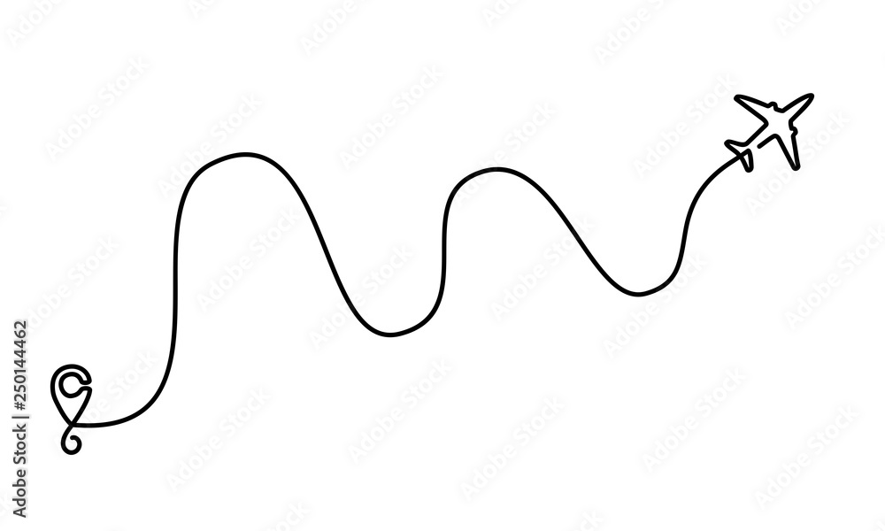 Continuous line drawing of Airplane line path vector icon of air plane ...