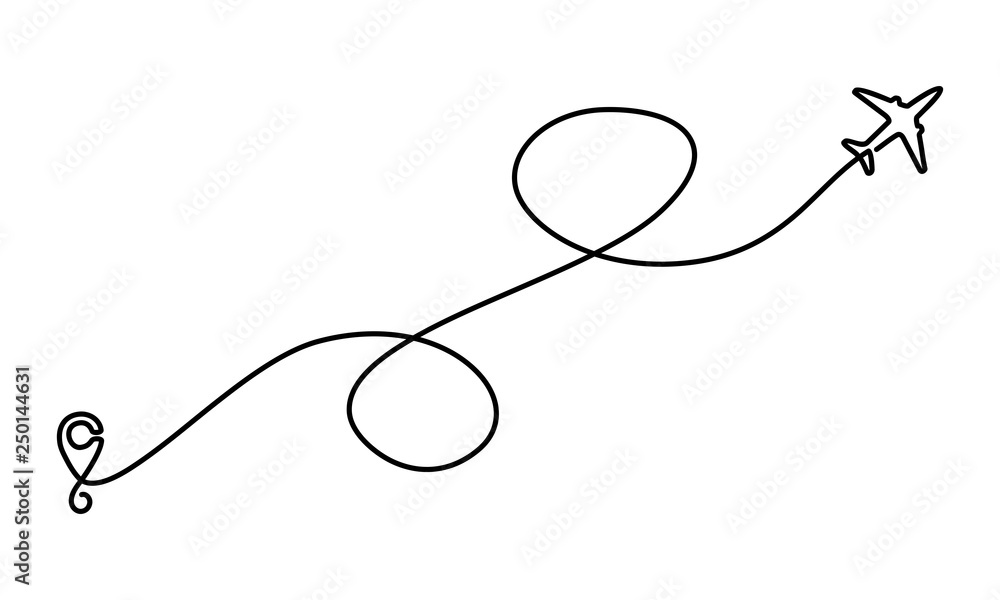 Continuous line drawing of Airplane line path vector icon of air plane ...
