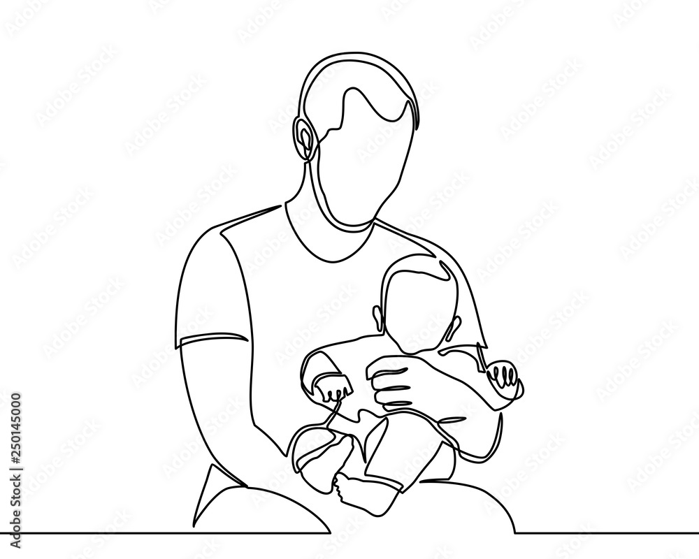continuous line drawing of family, parenthood and people concept ...