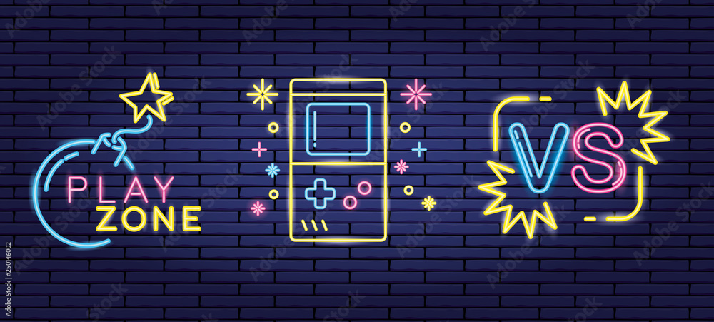 video game neon Stock Vector | Adobe Stock