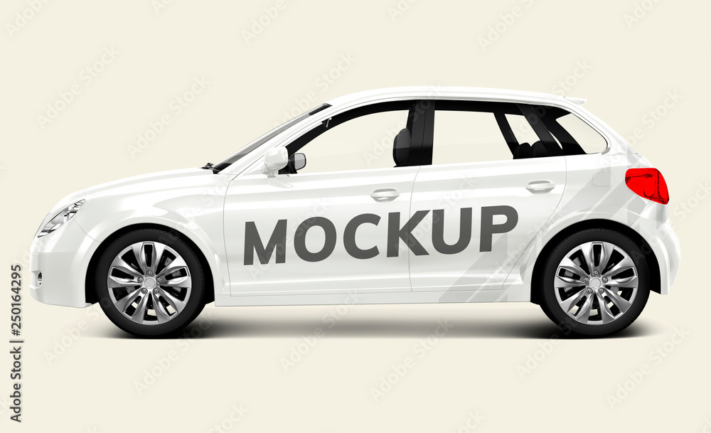 White hatchback car Stock Illustration | Adobe Stock