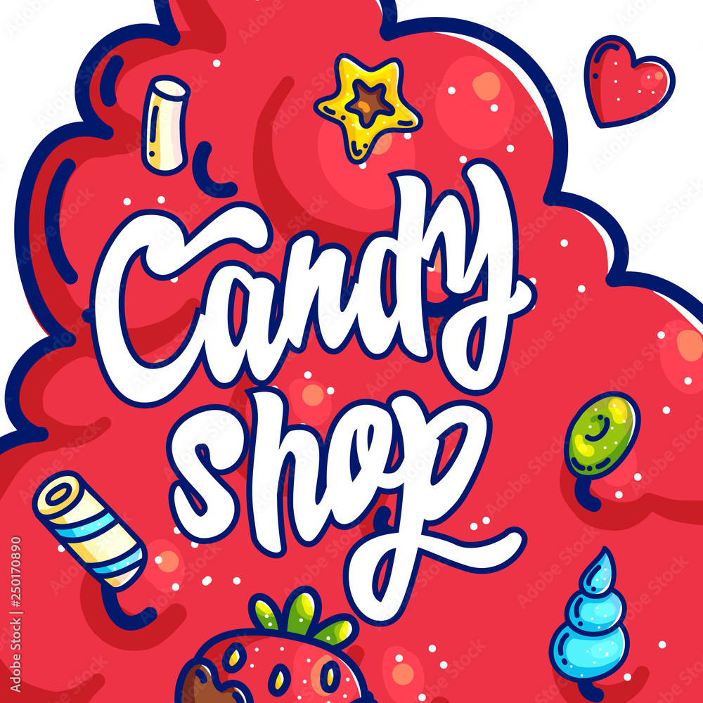 Candy shop hand drawn cartoon vector illustration Stock Vector | Adobe ...