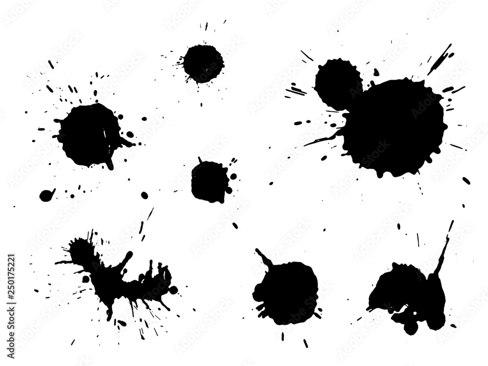 Collection of Ink blots isolated on white background Stock Vector ...