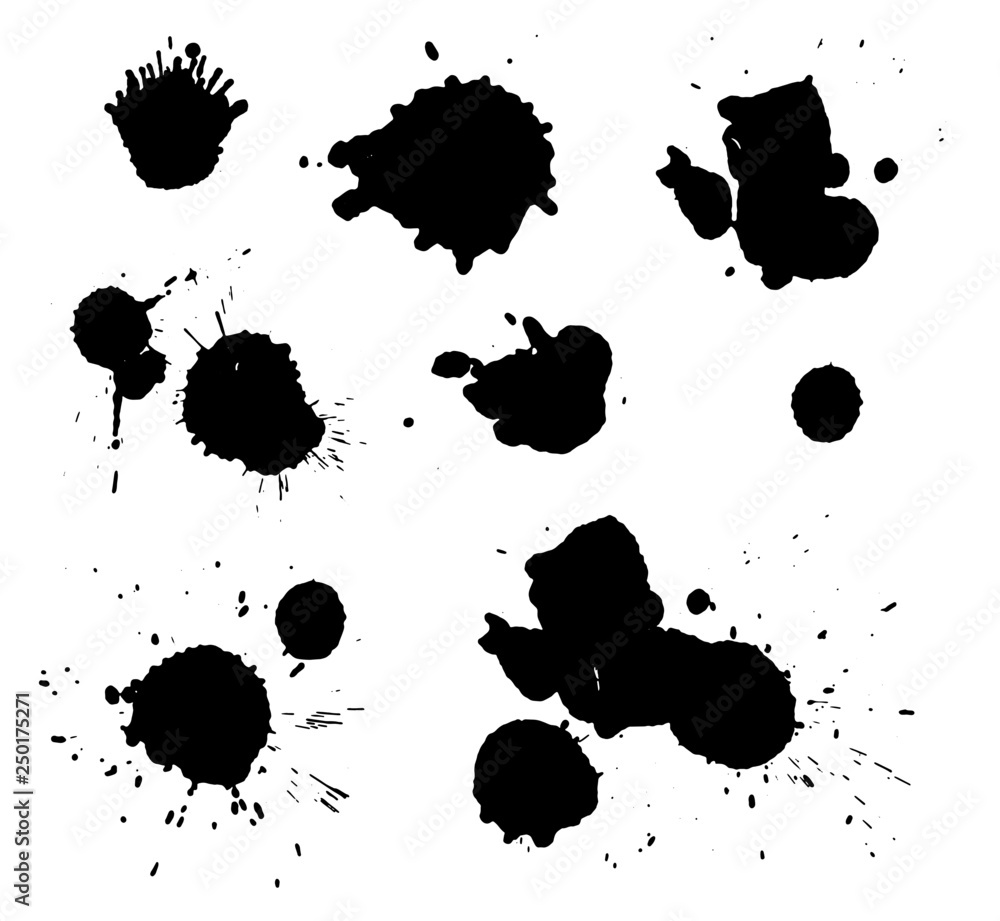 Collection of Ink blots isolated on white background Stock Vector ...