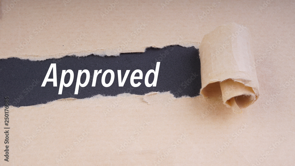 APPROVED text on brown envelope and torn paper. Concept Image Stock ...