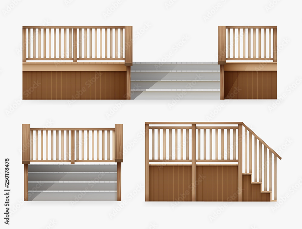Vector illustration of staircase for entrance to house, stairway of ...