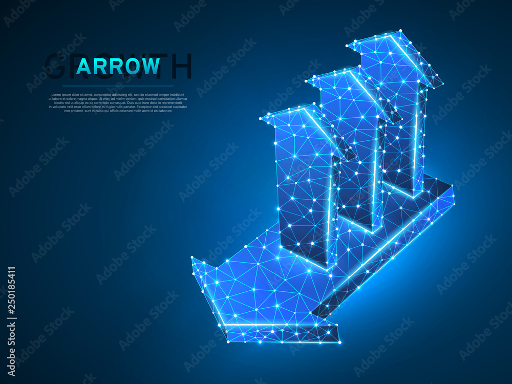 Arrow growth, success, team work sign. Three arrows goes up from one ...