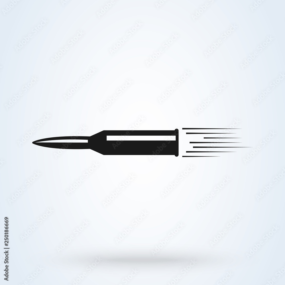 Flying bullet glyph icon. Speed. Vector Weapon shot Stock Vector ...