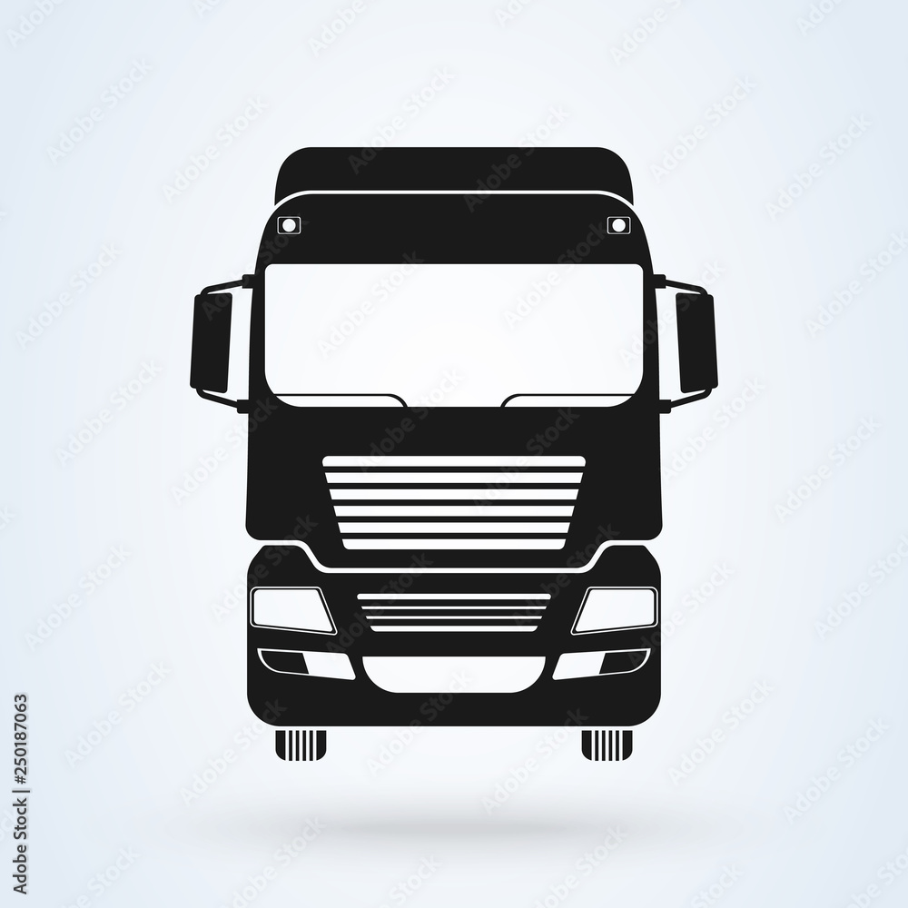 truck front icon vector illustration. Isolated on White. Freight ...