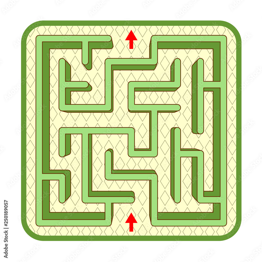 Abstract three-dimensional hedge maze game template, top view, ready ...