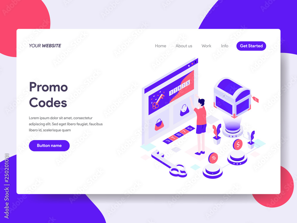 Landing page template of Online Promo Codes Illustration Concept ...