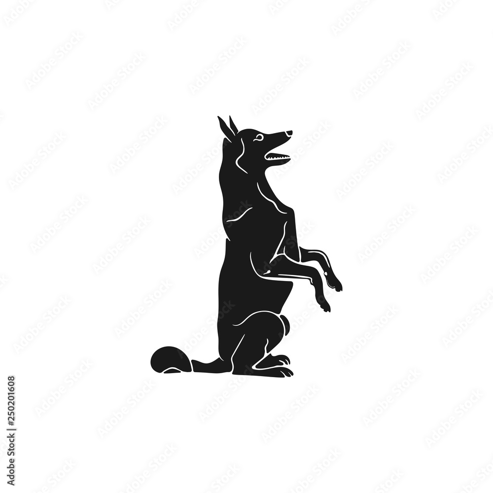 Shepherd silhouette icon. Monochrome sitting dog shape. Stock vector ...