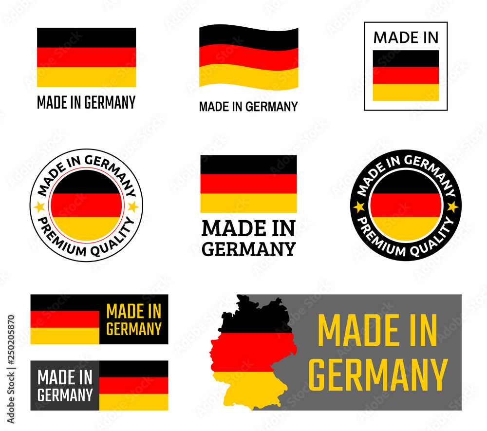 made in Germany labels set, German product emblem Stock Vector | Adobe ...