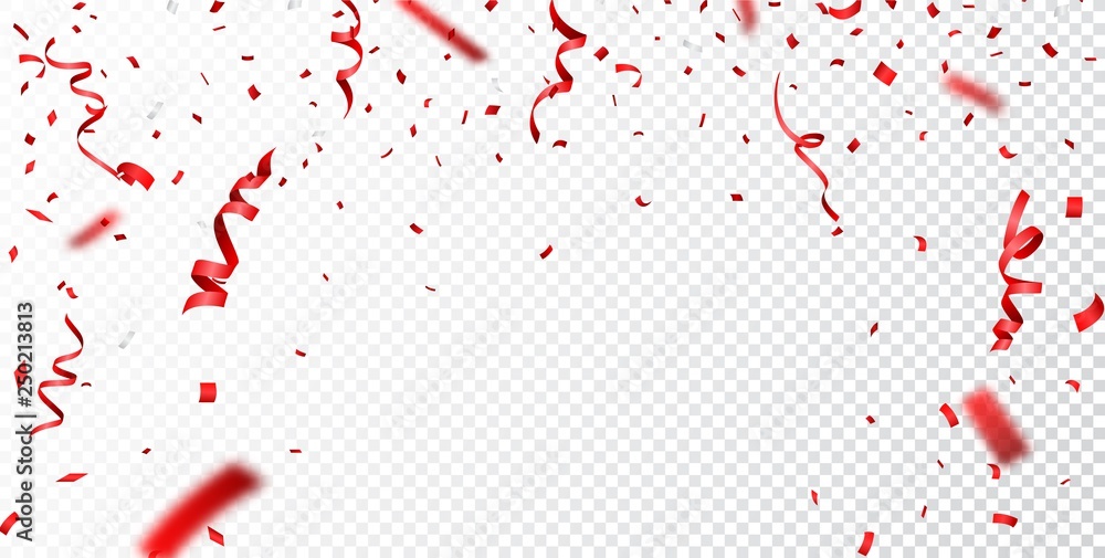 Red confetti , isolated on transparent background Stock Vector | Adobe ...