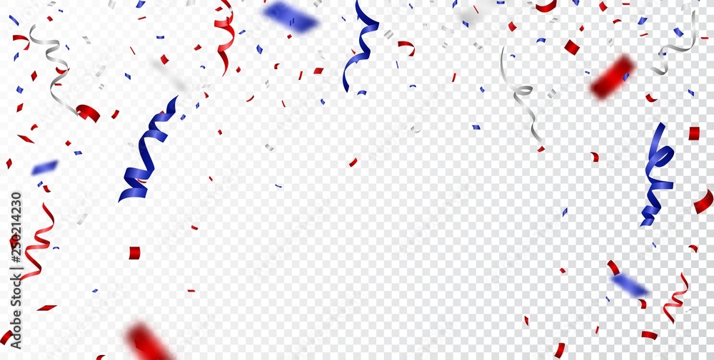 Red and blue confetti , isolated on transparent background Stock Vector ...