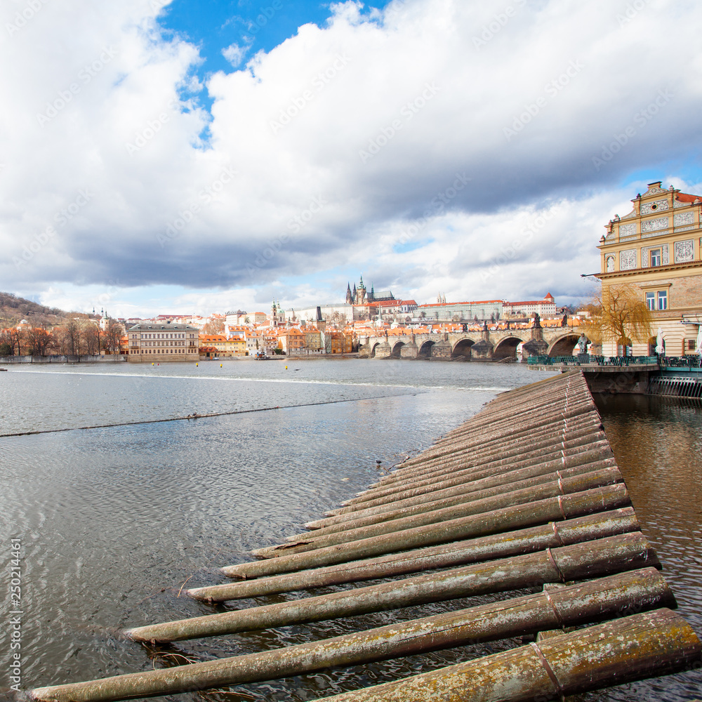 Prague landscape, Charles Bridge and city center in Prague Czech ...